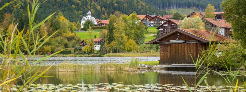 Panoramic Landscape in Bavaria with Mountain Range Stock Photo - Image ...