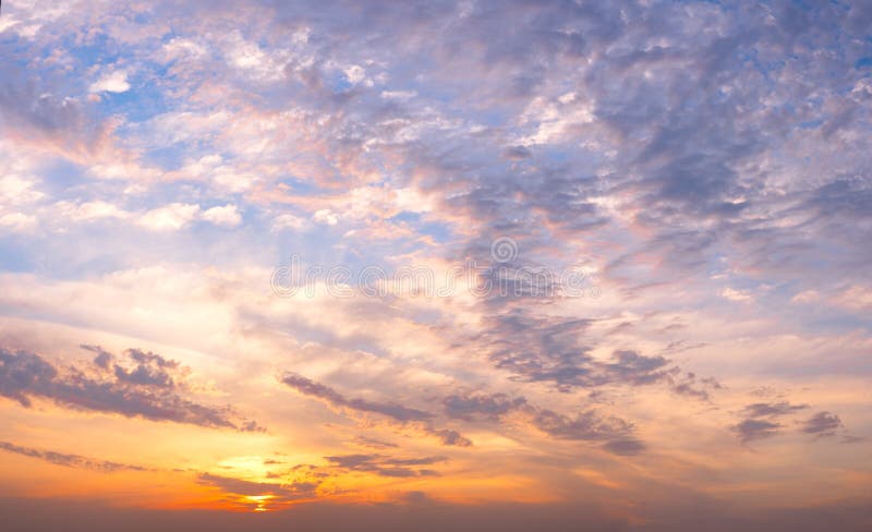 Panoramic Landscape of Bright Sunrise Sunset Sky Stock Image - Image of ...