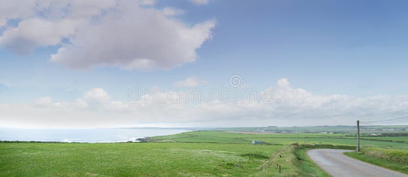 Panoramic Landscape on Cloudy Spring Day Stock Image - Image of nature ...