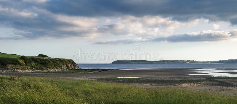 Panoramic Landscape of the Coast of Ireland at Sunset. Stock Image ...