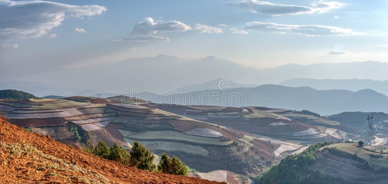 The Beautiful Mountainous Agriculture Terraced Fields Landscape Stock ...