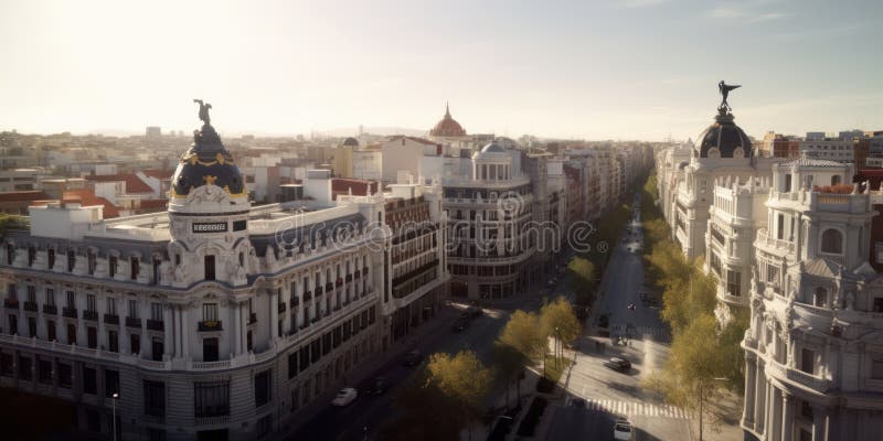 Panoramic Landscape of Madrid Stock Illustration - Illustration of ...