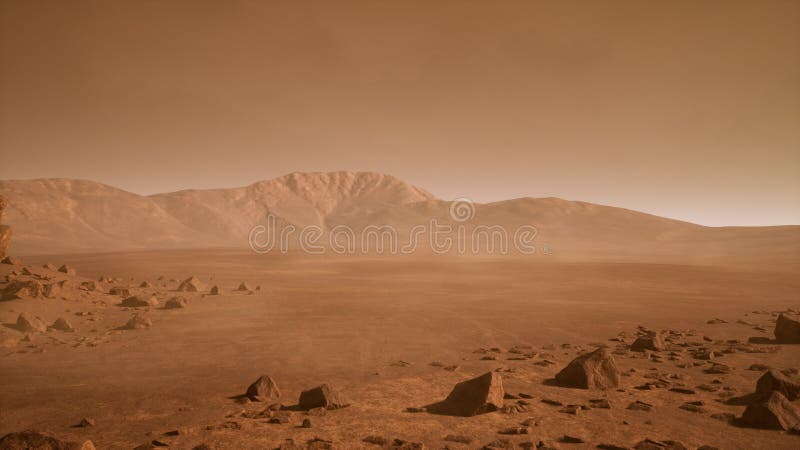 Panoramic Landscape on the Surface of Mars. 3D Rendering Stock ...