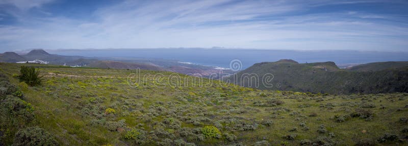 Panoramic Lanzarote Landscape during Springtime Stock Photo - Image of ...