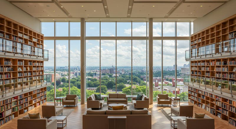 Panoramic Library Reading Room Offering Inspiring Urban Vista and ...