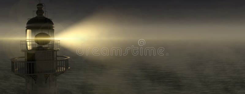 Lighthouse Beacon in Thick Fog 3d Render Stock Illustration ...