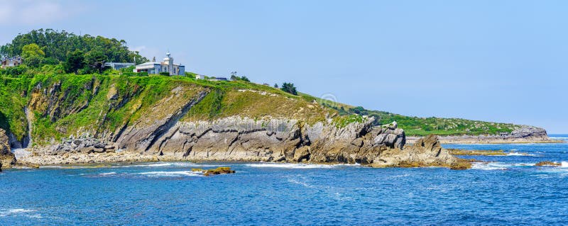 Panoramic of a Lighthouse on Top of a Cliff Next To the Sea in Sunny ...
