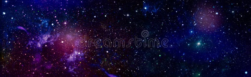 Panoramic Looking into Deep Space. Dark Night Sky Full of Stars Stock ...