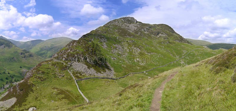 Panoramic Looking Down To Col between Mountains Stock Image - Image of ...