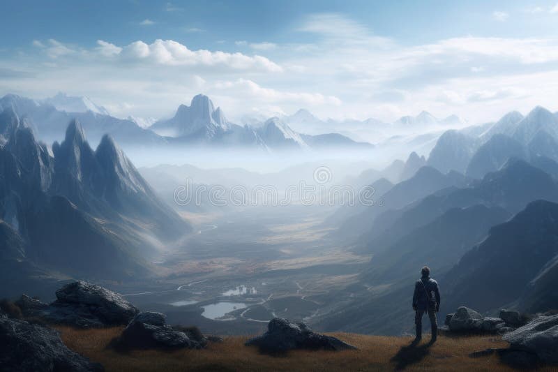 Panoramic Majesty: 3D Studio Max Render Explores Epic Landscape Stock ...