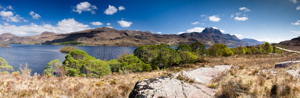 Panoramic of Mount Slioch and Loch Maree Stock Photo - Image of slioch ...