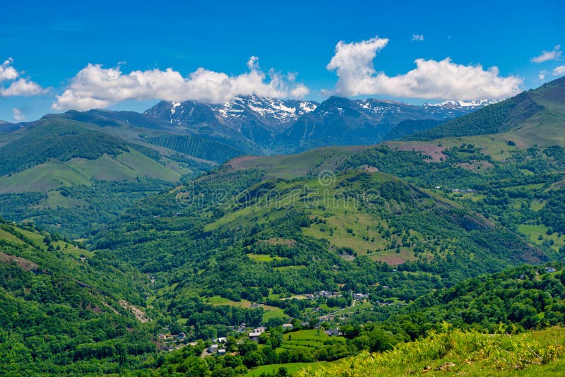 Panoramic of Mountain Landscape in Summer. Pyrenees Stock Photo - Image ...