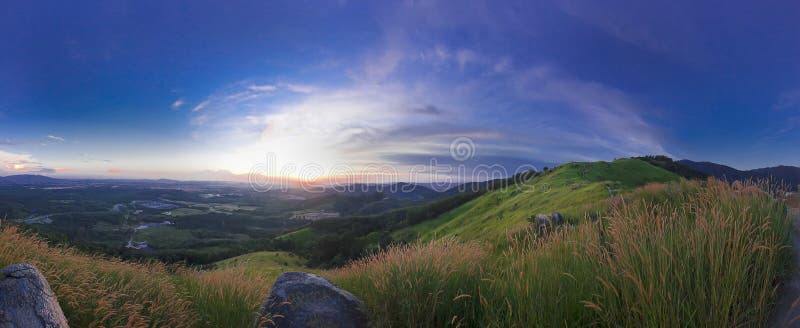 Panoramic mountain sunset stock photo. Image of celestial - 15485976