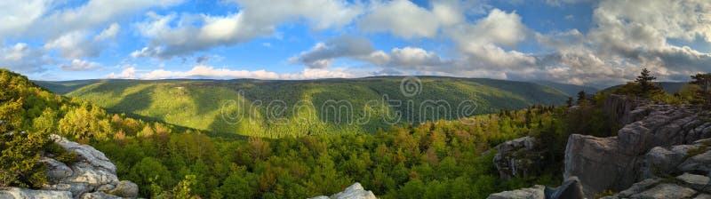 Panoramic Mountain Top View Stock Photo - Image of grassland, forest ...