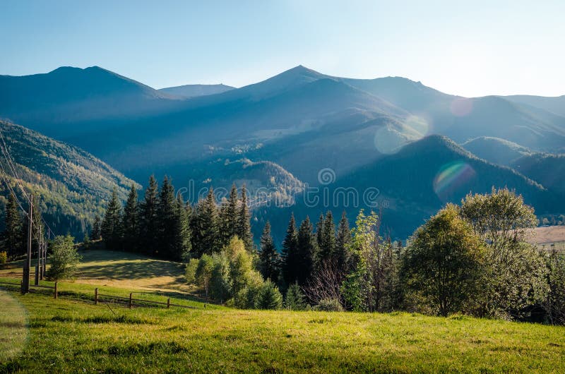 Panoramic Mountain View. Summer in the Mountains Stock Photo - Image of ...