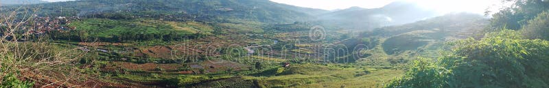 Panoramic of Mountains and Rice Fields in Bandung District, West Java ...