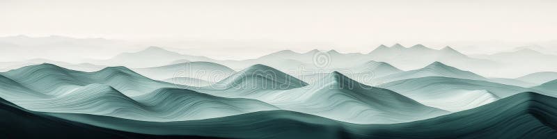 Serene Panoramic Mural of Smooth Wave-Like Mountains. Generative AI ...