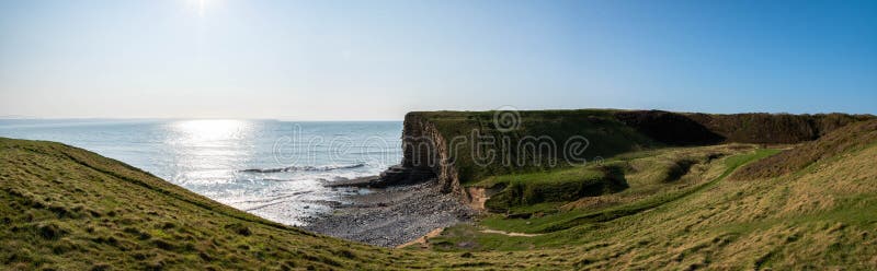 Panoramic Nash Point Cliff Side View Overlooking Ocean Stock Image ...