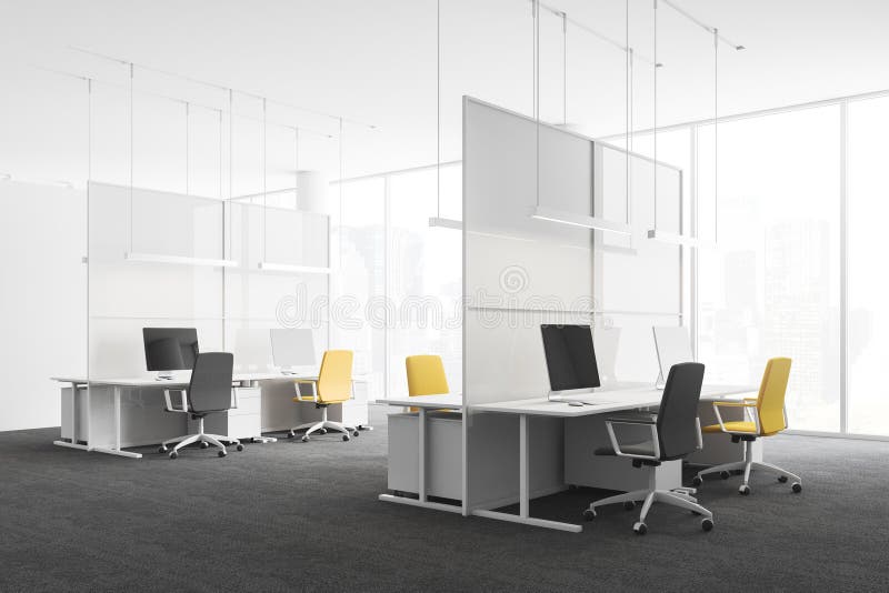 Panoramic office corner stock illustration. Illustration of light ...