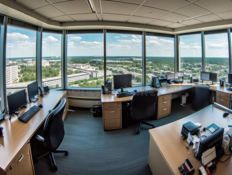 Panoramic Office Picture with Employee Benefits Package Stock ...