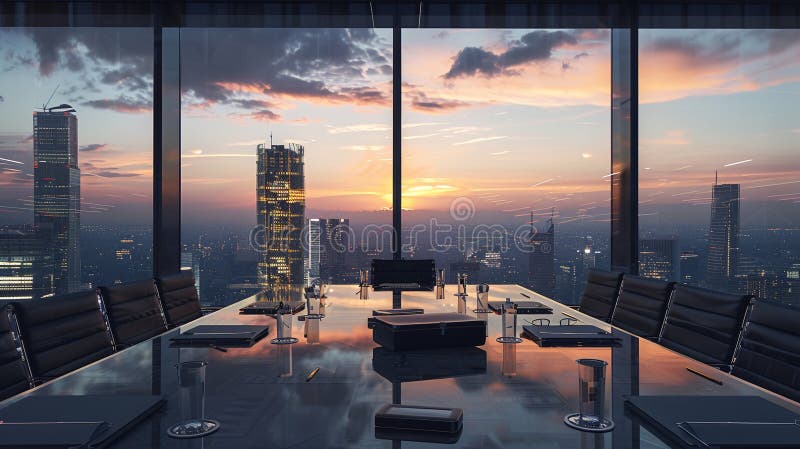 Stunning Panoramic View of Modern Office Space in a Skyscraper, High ...