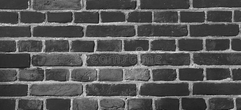 Panoramic Old Grunge Black and White Brick Wall Background Stock Photo ...