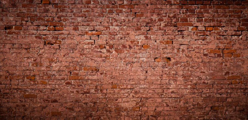 Panoramic Old Messy Red Brick Wall Background Stock Image - Image of ...