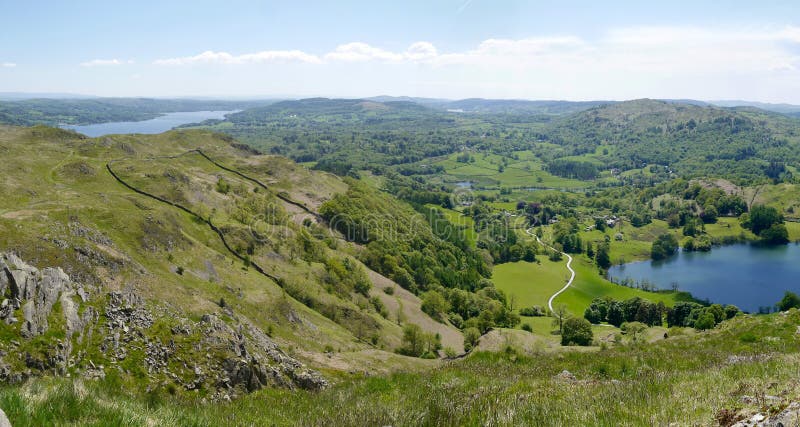 Panoramic Over Loughrigg Area, Lake District, England Stock Image ...