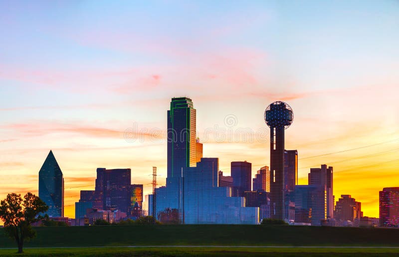Panoramic Overview of Downtown Dallas Stock Image - Image of skyscraper ...