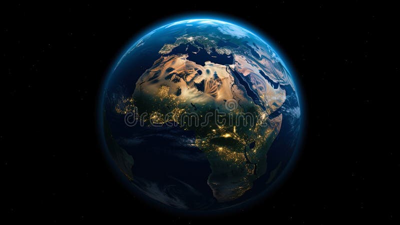 A Panoramic Overview of the Earth Globe from Space Stock Illustration ...