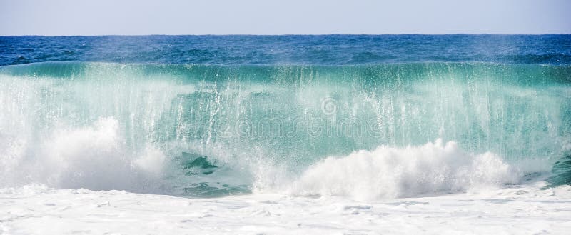 Panoramic Perfect Wave at Waimea Beach, Oahu Stock Image - Image of ...