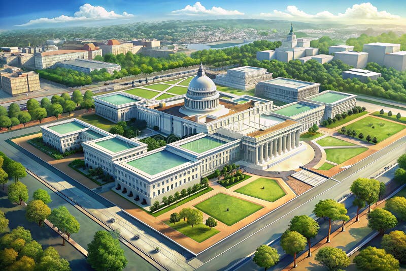 Panoramic Perspective of the Washington DC Governmental District a ...