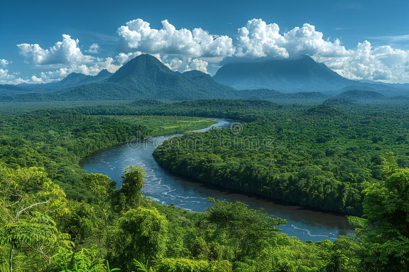 Panoramic Photo of the Amazon Rainforest and Mountains, Shot from Above ...