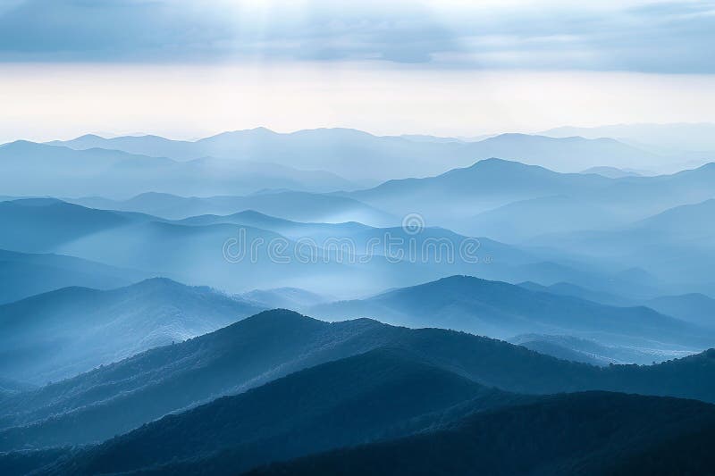 Panoramic Photo of Blue Ridge Mountains, Dark Blue and Light Blue ...