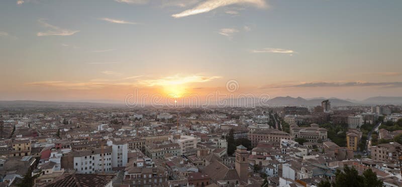 Panoramic Photo of the City of Granada at Sunset. Stock Photo - Image ...