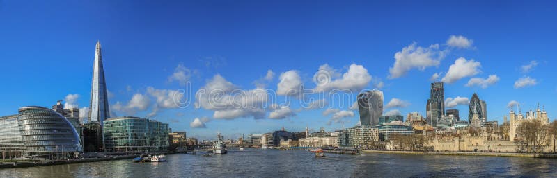 Panoramic Photo of the City of London Skyline. Stock Image - Image of ...