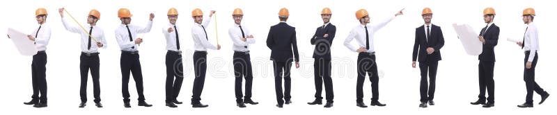 Panoramic Photo Collage Engineer Architect Isolated on White Stock ...