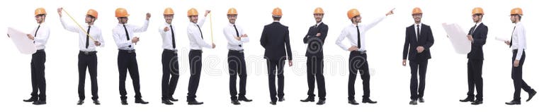Panoramic Photo Collage Engineer Architect Isolated on White Stock ...
