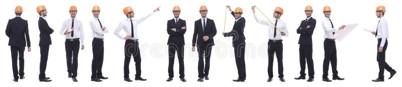 Panoramic Photo Collage Engineer Architect Isolated on White Stock ...