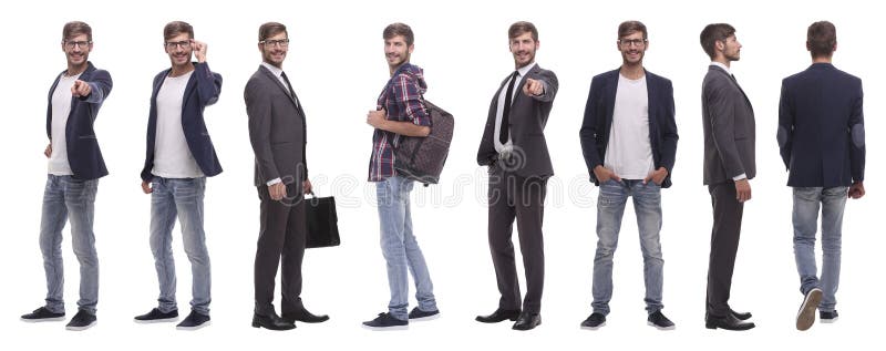 Panoramic Photo Collage Engineer Architect Isolated on White Stock ...