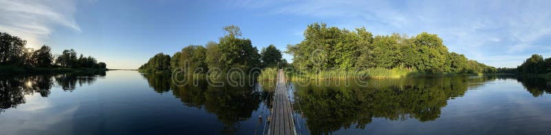 Panoramic Photo. Bridge Over the River Stock Image - Image of panoramic ...