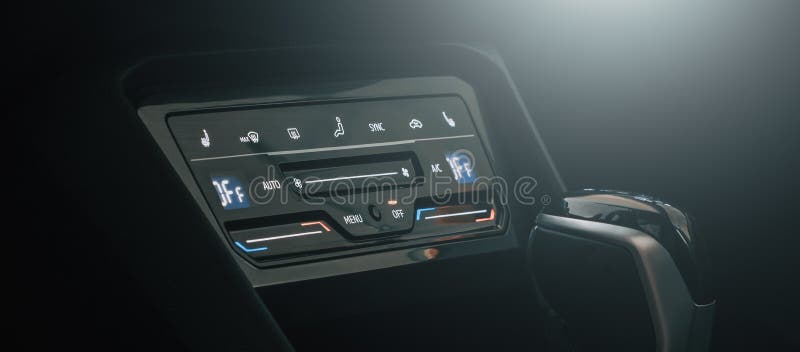 Panoramic Photo of New Modern Sensor Car Climate Control Panel or ...