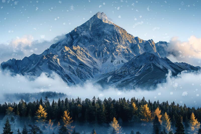 Panoramic Photo of the Peak in the Alps with Forest Below, High ...