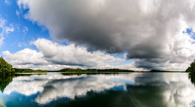 Panoramic Photography Of Lake Surrounded By River Stock Image - Image ...