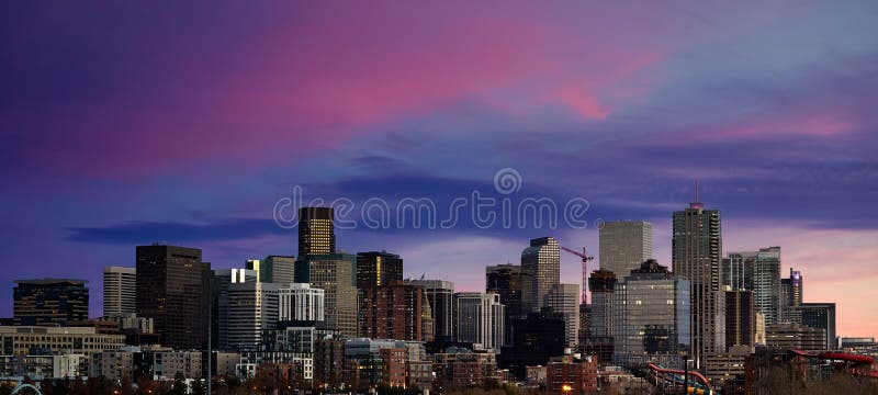 Sunset over Denver stock photo. Image of darkening, evening - 3659664