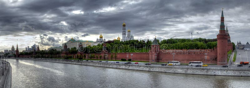 Panoramic Picture of the Kremlin Embankment Stock Image - Image of shot ...