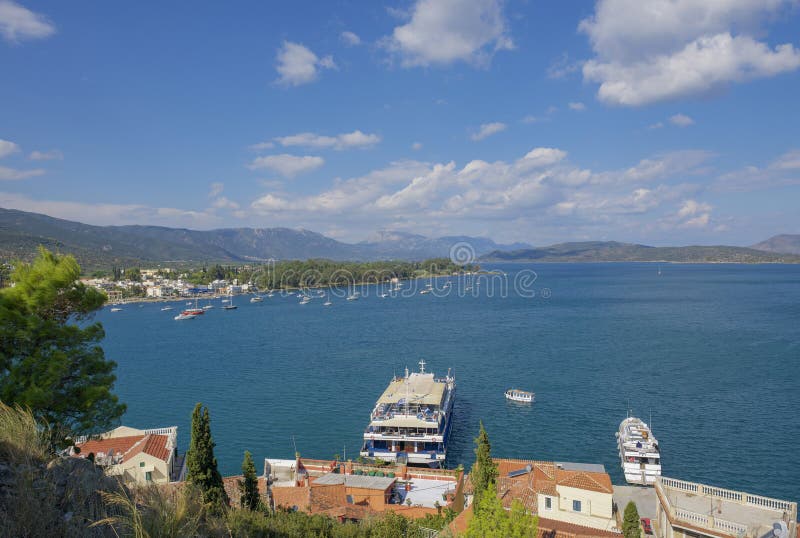 Panoramic Port Photos Poros Stock Photo - Image of beauty ...