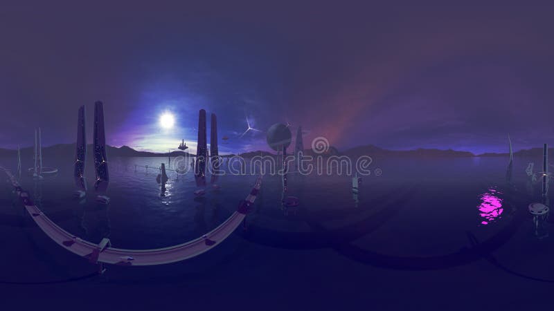 Panoramic Rendering of an Alien Planet Stock Illustration ...