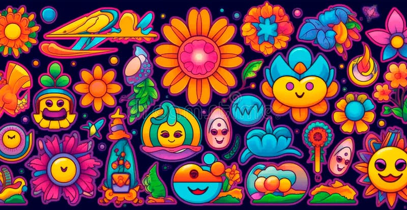 Panoramic Retro Animation Background of the 80s, Stylish Template - AI ...