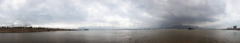 Panoramic river shore view stock photo. Image of horizon - 11060052